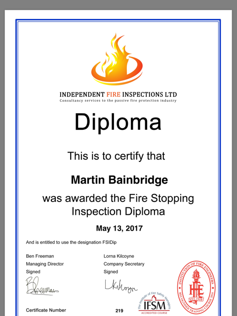Fire Stopping Inspection course